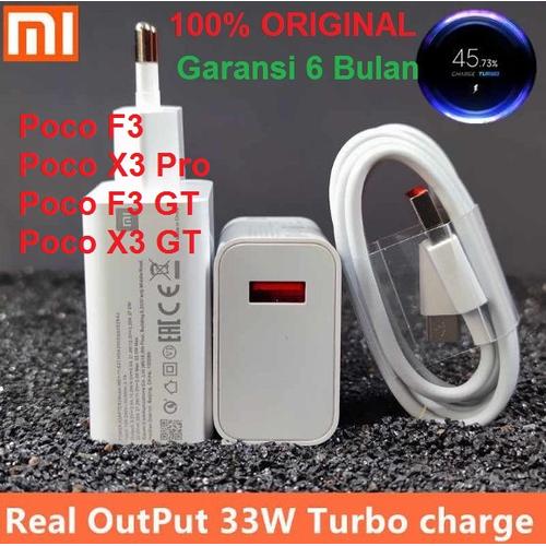 Jual Charger Turbo 33W Xiaomi Poco F3 X3 Pro Poco F3 GT X3 GT Original ...