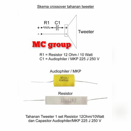 Jual Tahanan tweeter 1 set Resistor 10W12RJ dan capasitor Audiophiler ...