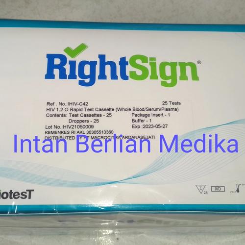 Jual RightSign HIV 25 Rapid Test Cassette (Whole Blood / Serum / Plasma ...