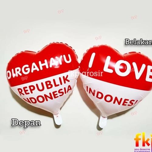 Jual Balon Foil I love Indonesia Dirgahayu HUT RI/ Balon Plastik Love ...