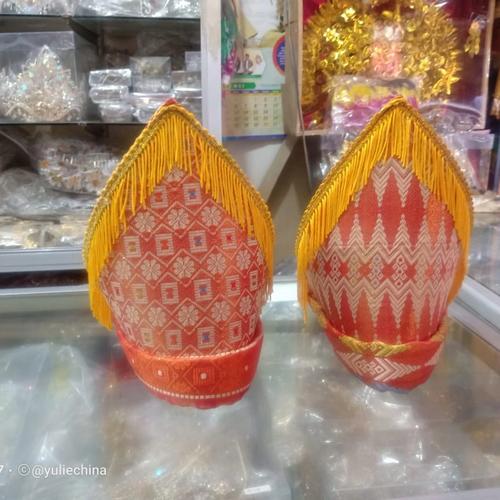 Jual Topi tanja melayu // Topi rumbai adat Batak dewasa - RUMBAI KUNING ...