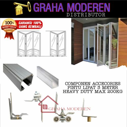 Jual componen pintu lipat 3m rel pintu lipat 1set complete accecories ...
