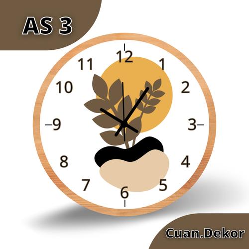 Jual Jam Dinding kayu minimalis aesthetic warna putih oren - jam custom ...