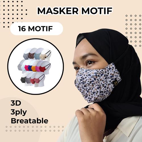 Jual Masker Kain Origami Hijab Headloop Motif 3ply 3D Model Duckbill ...