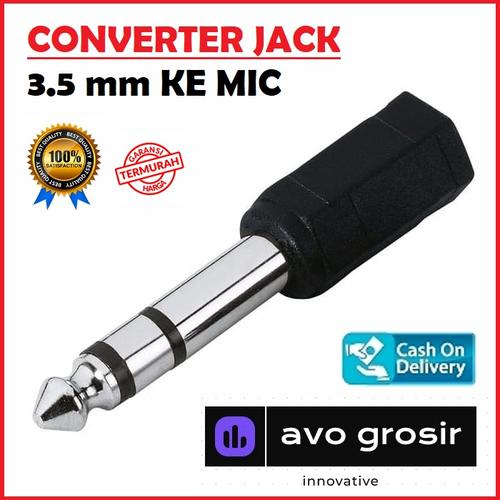Jual konverter jack 3.5 mm female ke colokan MIC male stereo audio ...