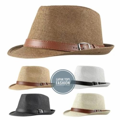 Jual topi pedora jerami jazz vintage pria/ Wanita pita gesper simpul ...