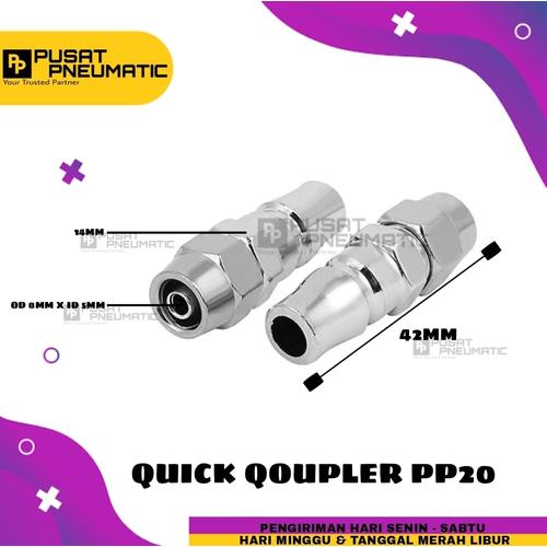 Jual QUICK COUPLER Type PP20 untuk selang OD 8 + Connector Coupler COWO ...