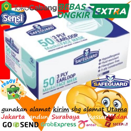 Jual SafeGuard 50 Masker EarLoop 3Ply Disposable Surgical Face Mask ...