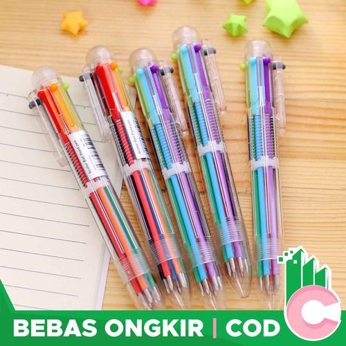 Jual OkeyMall U09 Pulpen 6 Color in 1 Ballpoint Pen Office Pena 6 Warna ...