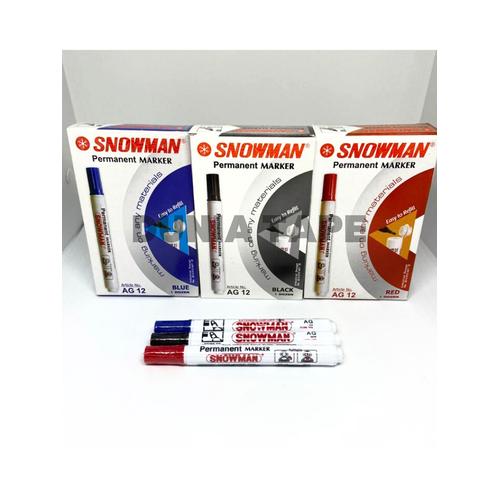 Jual Spidol Permanent Marker Snowman AG 12 (spidol hitam . biru . merah ...