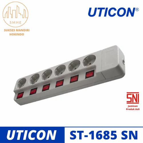 Jual Uticon StopKontak Saklar 6 Lubang ST-1685SN Kotak kontak Multi ORI ...