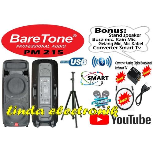 Jual wireless portable baretone pm 215 pm215 15 inch x2 woofer 1000 ...