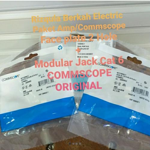 Jual Paket AMP/Commscope Face Plate 2 hole+Modular Jack Cat 6 Commscope ...