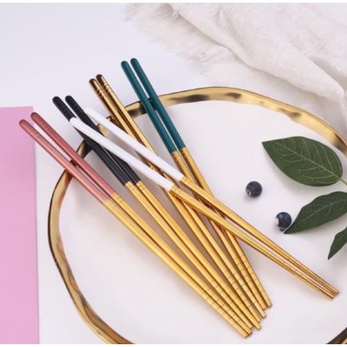 Jual Sumpit Makan Stainless steel Gold / Sumpit Korea Emas Chopstick ...