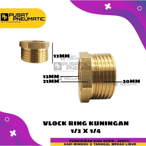 Jual VLock ring kuningan/Bushing 1/2(Male) x 1/4(Female) - Jakarta ...