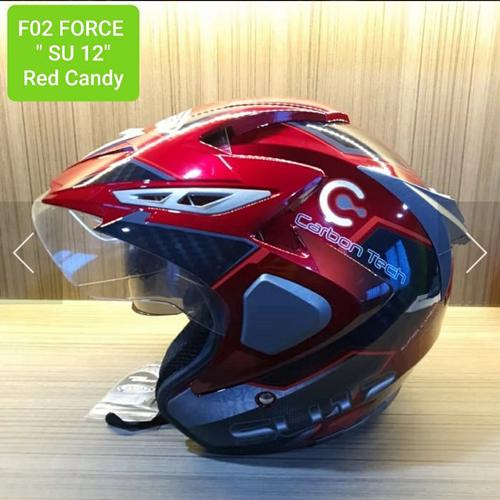 Jual helm motor fORCESU12 half Face double Visor - Black Gloss, XL ...