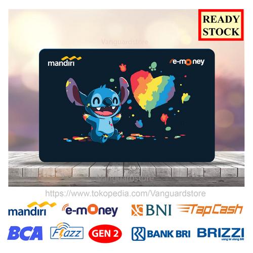 Jual KARTU EMONEY ETOLL MANDIRI BNI BCA BRI Kartun Stitch Love Blue ...