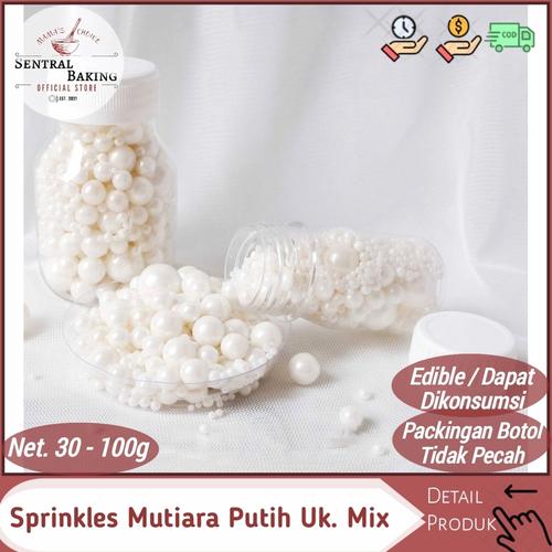 Jual Sprinkle Kue Mutiara Putih Mix / Springkel Kue Springkle Pearl ...