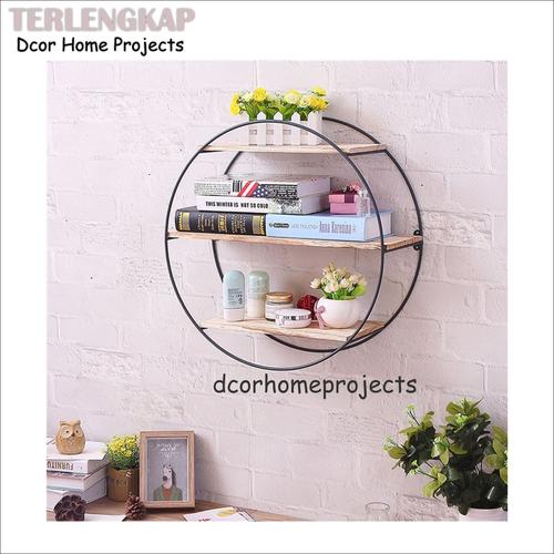 Jual Rak Bulat Susun 3 - Rak Dinding - Dekorasi Dinding - Besi Gold ...