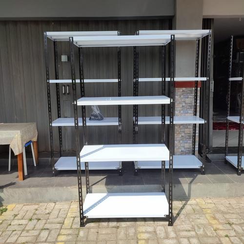 Jual rak besi 4 susun (1m x 40 x 2m) +free kaki karet - Putih - Kota ...