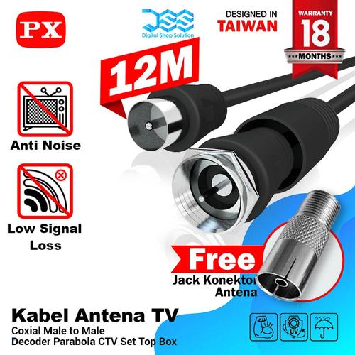 Promo 12m Kabel Antena TV Parabola CCTV Coaxial Cable Male to Male PX ...