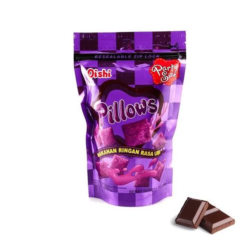 Jual OISHI PILLOWS RASA UBI UNGU SNACK BANTAL COKELAT PARTY SIZE ZIP ...