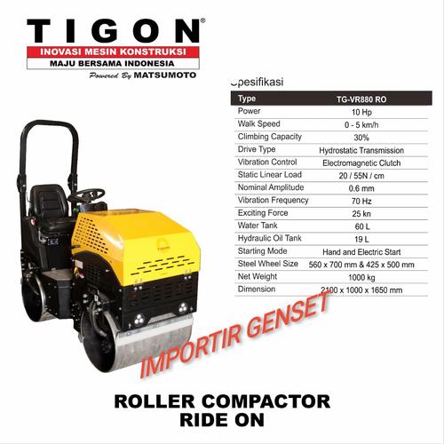 Jual Tandem Roller Tigon TG-VR880RO engine kipor terbaik - Jakarta ...