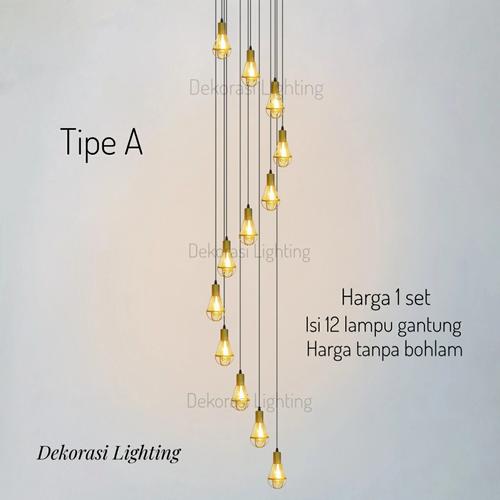 Jual Lampu gantung gold void tangga 12in1 minimalis kop bulat dekor - Tipe B - Jakarta Pusat ...
