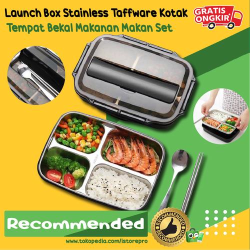 Jual Launch Box Stainless Taffware Kotak Tempat Bekal Makanan Makan Set ...