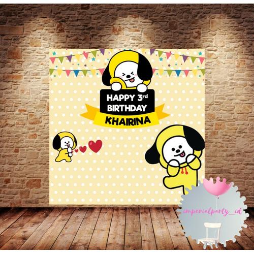 Jual Custom Backdrop Banner Spanduk Happy Birthday BT21 BTS Army Chimmy ...