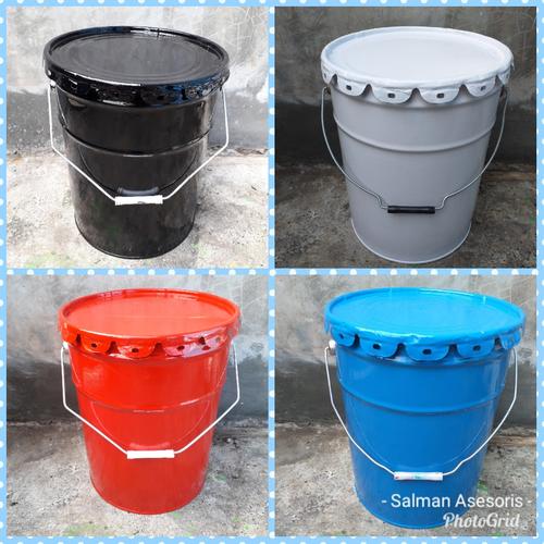 Jual Pail Ember Kaleng Cat 25 Kg Tempat Sampah 20 Liter - Hitam Logo ...