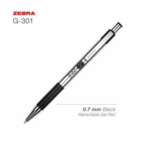 Jual ZEBRA G301 RETRACTABLE STAINLESS STEEL GEL PEN PULPEN BODI BESI ...