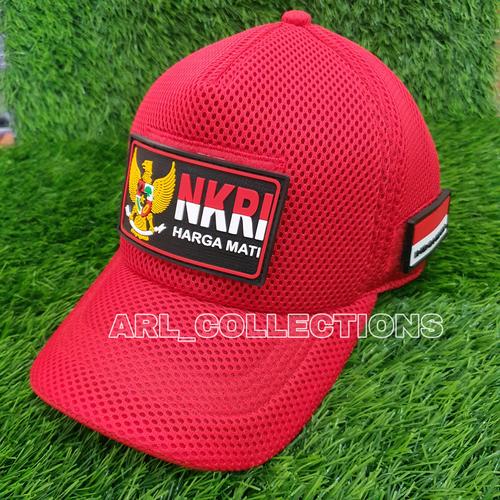 Promo TOPI JARING MERAH DOUBLE MES LOGO GARUDA+3PATCH RUBBER/TOPI JALA ...