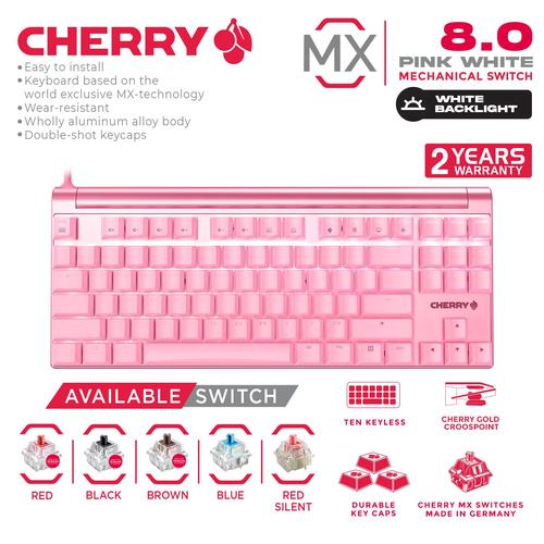 Promo Cherry MX Mechanical Gaming Keyboard TKL White Backlight - MX 8.0 ...