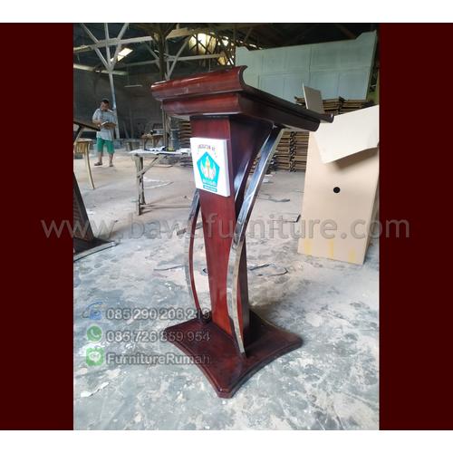 Jual Podium Minimalis Stainless Kayu Jati Solid - Lengkung Maroon - Kab ...