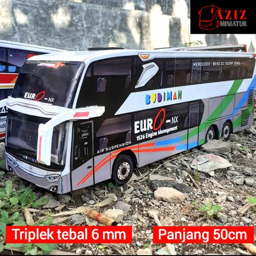 Jual Miniatur Bus Mainan Anak Budiman Double decker Panjang 50cm - Full ...