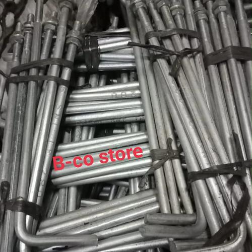 Jual angkur L besi ST37 5/8"x30cm hotdip galvanis/anchor bolt M16 x ...