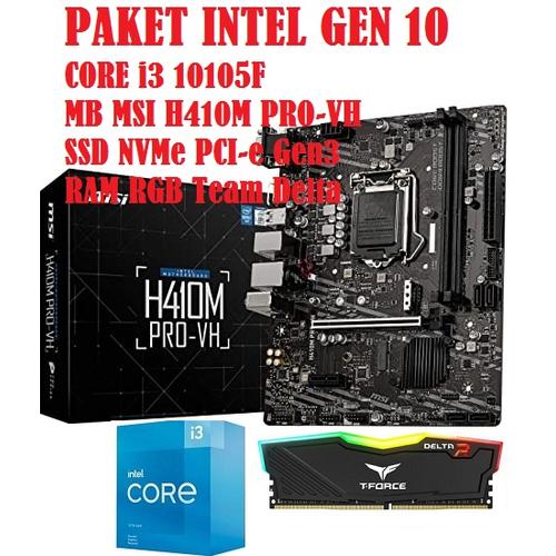 Jual Paket Intel Core i3 10105F MB MSI H410M PRO-V SSD NVME RAM RGB ...