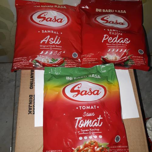 Jual sasa saus sambal 3 variant 1 pack 24 sachet 9 gram - SAUS TOMAT ...
