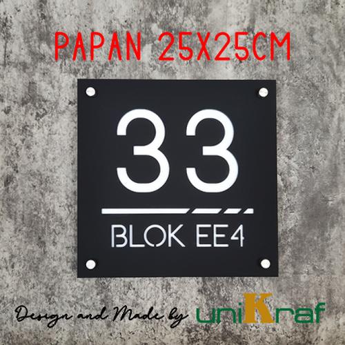 Jual Papan Alamat Nomor Rumah Akrilik Doff / Acrylic Matt - 25 x 25 cm ...