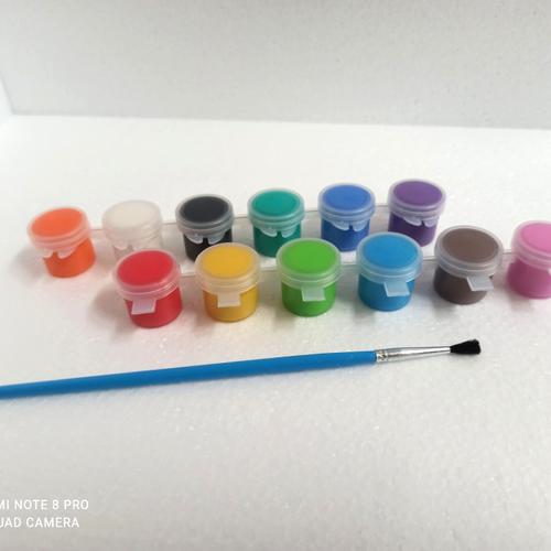 Jual cat acrilik set cat kanvas cat mewarnai 12x5 ml + 1 kuas - 3 ml ...