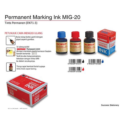 Jual SNOWMAN MARKING INK MIG 20, TINTA REFILL SPIDOL PERMANENT - Biru ...