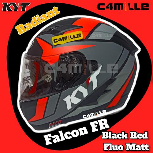 Promo HELM KYT FALCON FR RADIANT MATT BLACK RED FLUO DOUBLE VISOR FULL ...