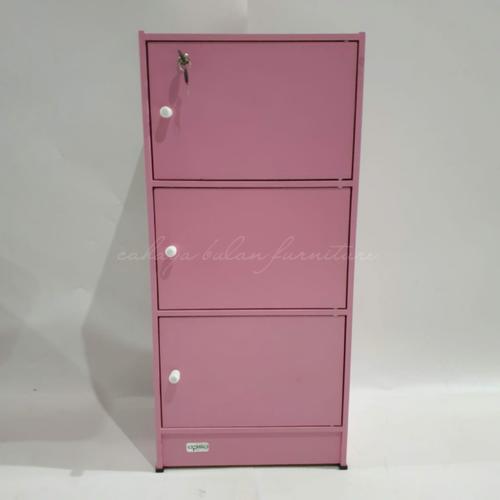 Jual RAK SERBAGUNA + PINTU + KUNCI 3 SUSUN / LOCKER WARNA PASTEL PINK ...