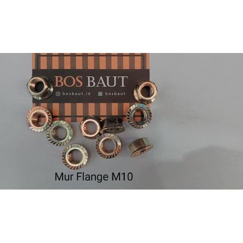 Jual MUR FLANGE M10 DRAT HALUS - NUT FLANGE M10 P1.25HLS K14 KUNING ...