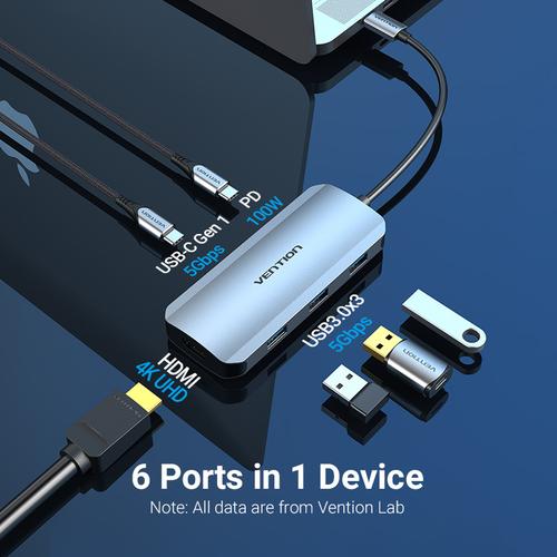 Jual VENTION USB Type C Multiport HDMI Thunderbolt 3.0 MHL USB 3.0 PD - VARIAN, TOF-Alloy ...