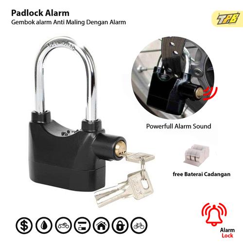 Jual Gembok Alarm Kunci Gerbang Pintu Rumah Rantai Anti Maling Alarm ...