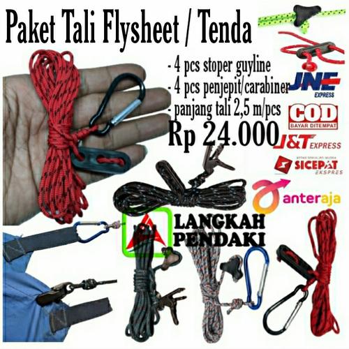 Jual Paket 4 pcs Tali Flysheet Tenda Terpal Awning Guy line Carabiner ...
