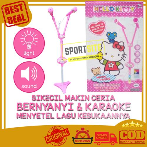 Jual Duo Microphone Hello Kitty. Standing Mic Nyanyi Karaoke Anak 8803A ...