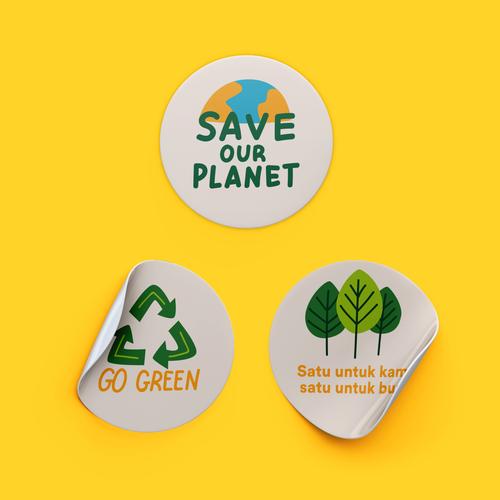 Jual Sticker Eco Friendly | Sticker Ramah Lingkungan - Uk. 5 x 5 cm ...